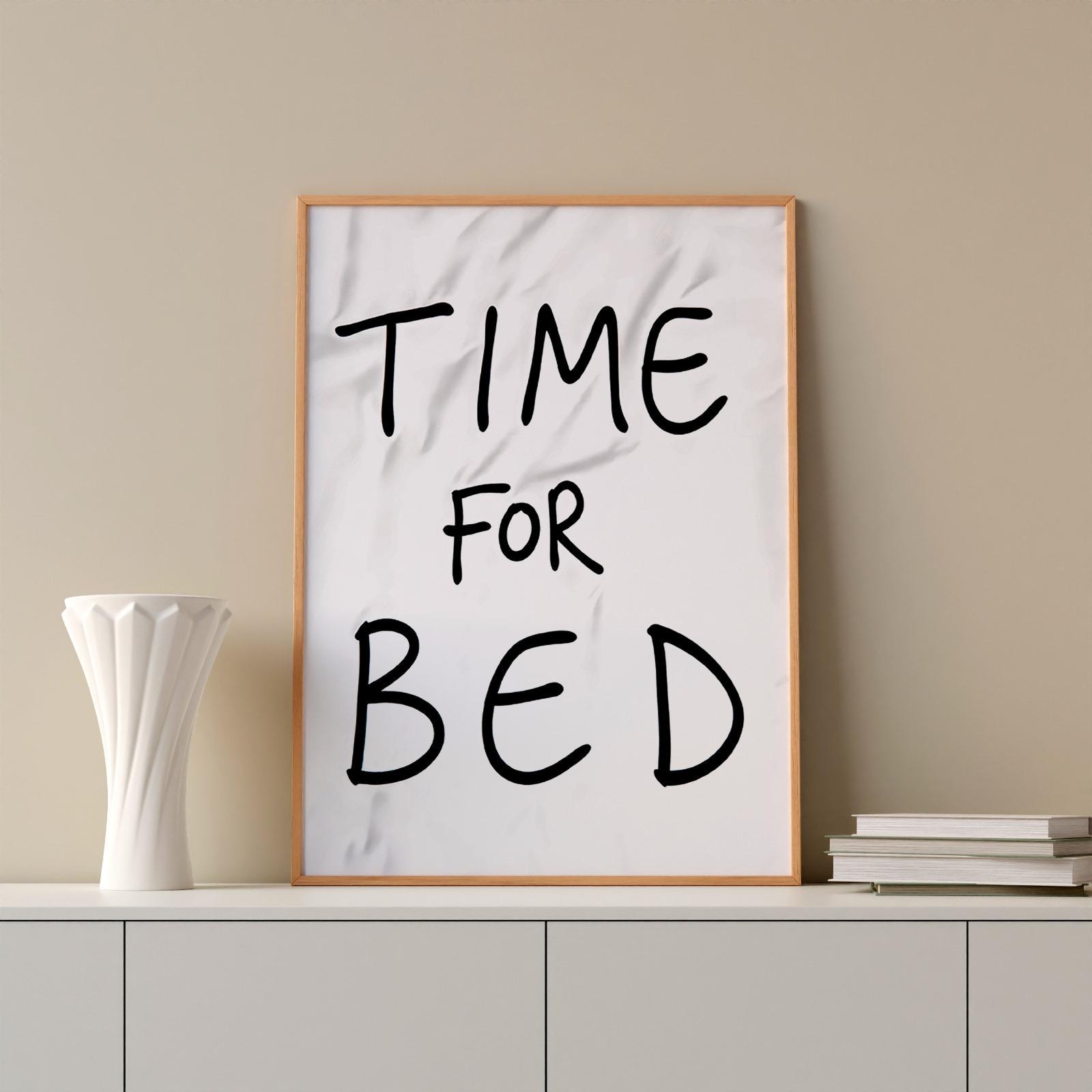 Time for Bed Bedroom Poster, Wavy Bed Quote Print, Funny Bed Time Wall ...