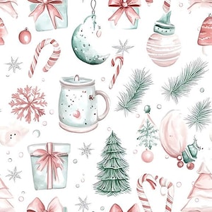 Christmas Candy Cane Stripes and Bows Seamless Pattern, Seamless ...