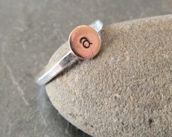 Personalized Ring Initial Ring Stacking Ring Mini Monogram | Etsy