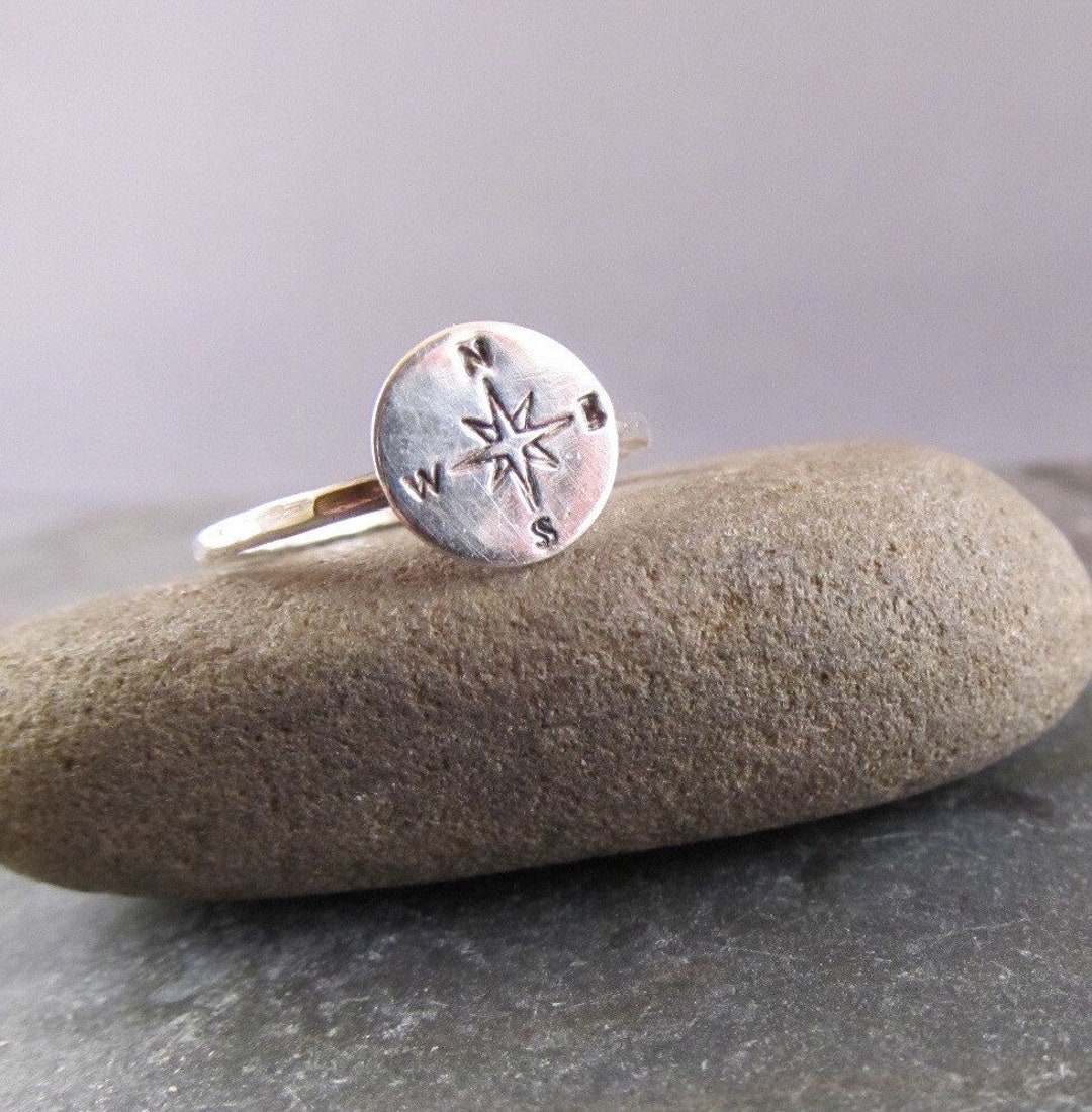 Compass Ring- Silver Compass Ring - Graduation Gift -travel Gift - Etsy