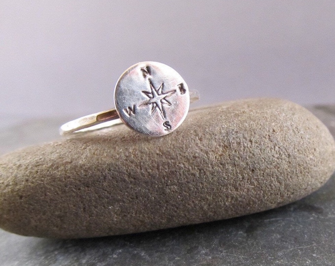 Compass Ring Silver Compass Ring Graduation Gift travel | Etsy