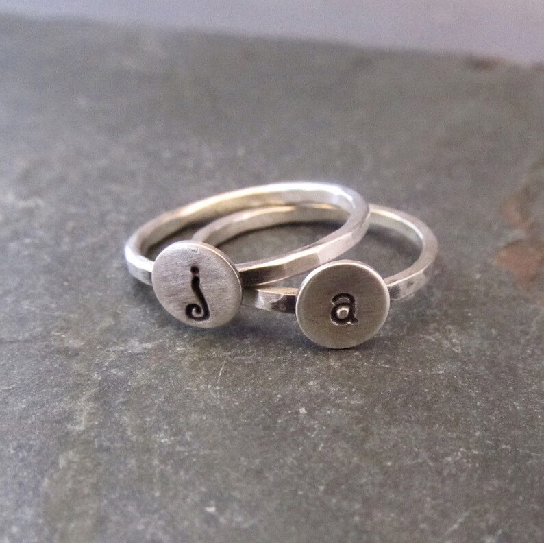 Initial Rings in Sterling Silver Stackable - Etsy