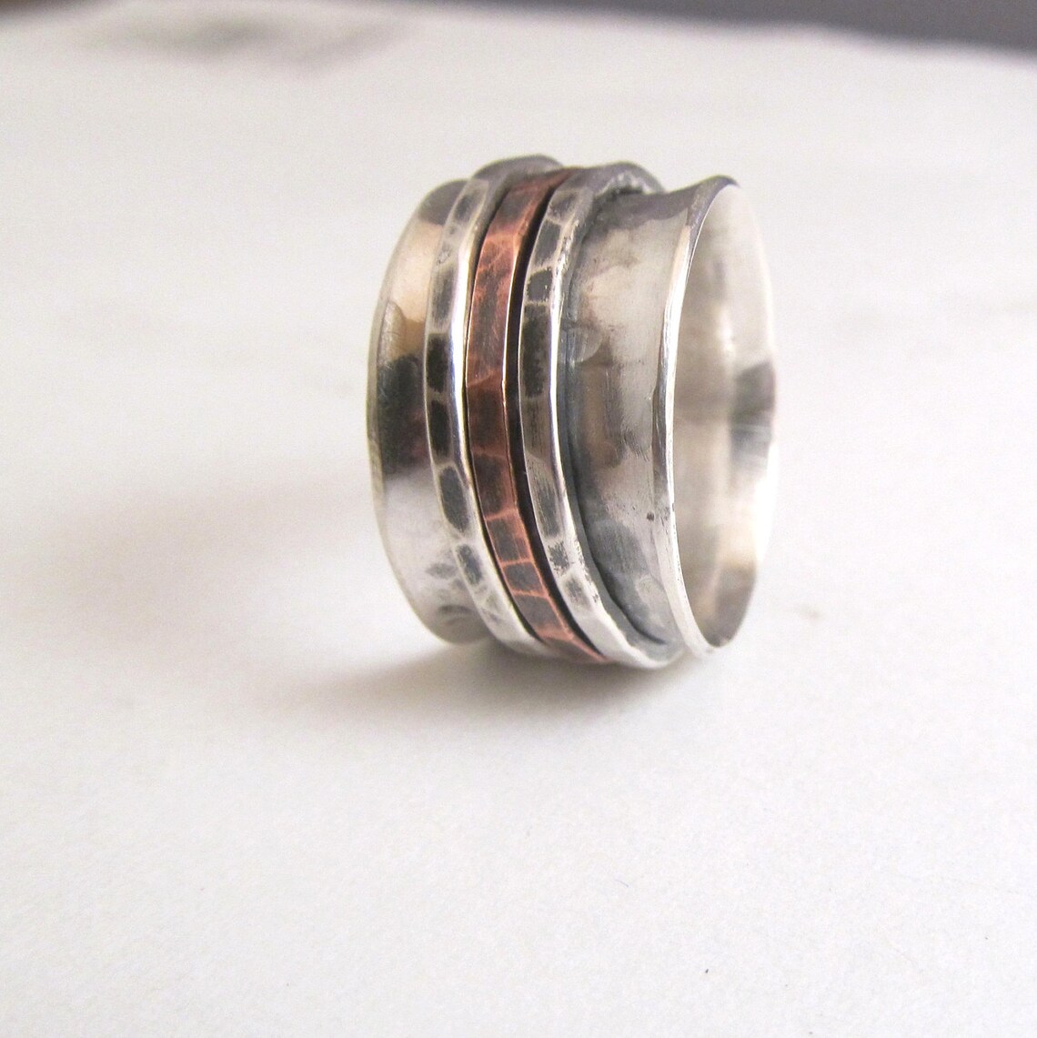 Spinner Ring in Sterling Silver and Copper - Etsy