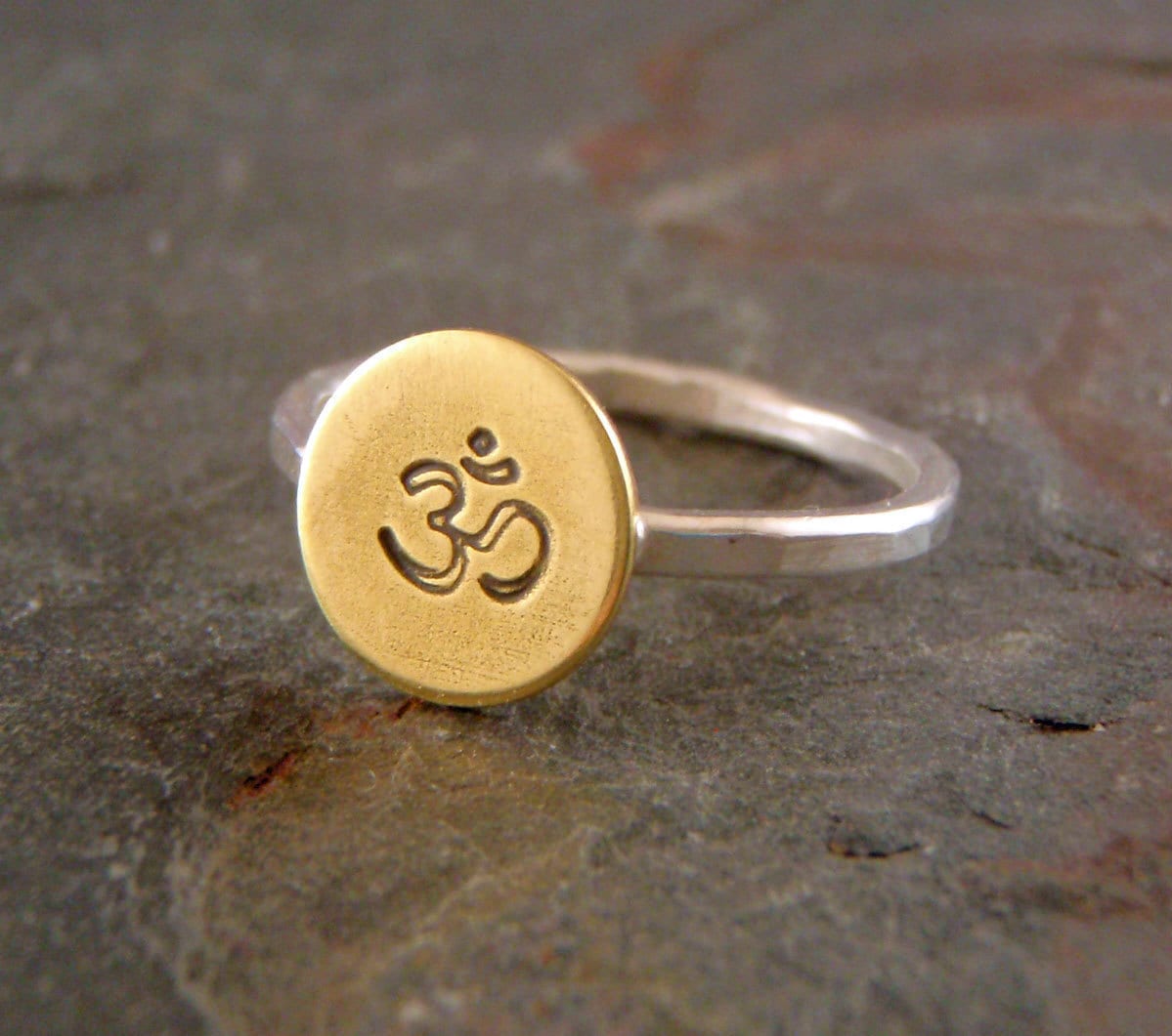 Ohm Ring in Sterling Silver and Brass - Etsy