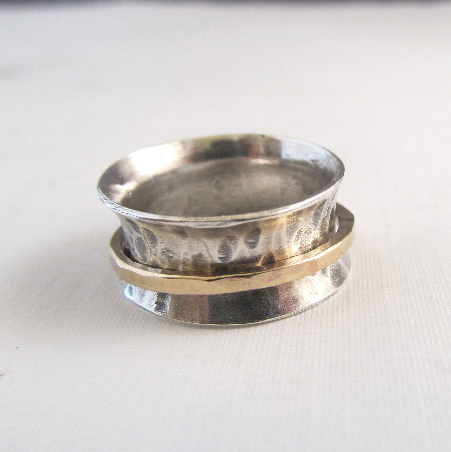 Spinner Ring, Silver and Gold Spinning Ring - Etsy