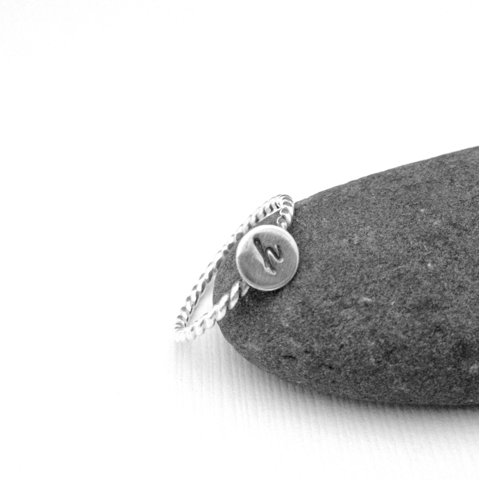 Personalized Ring Initial Ring Stacking Ring Mini Monogram - Etsy