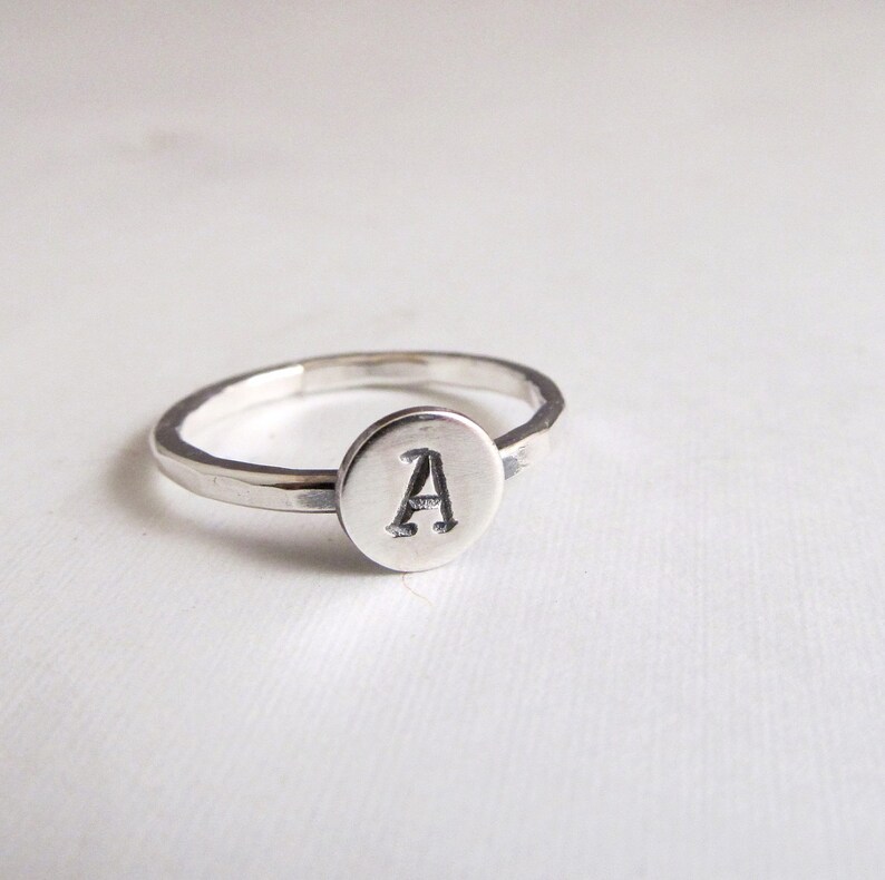 Personalized Mini Monogram Ring in Typewriter Font Stacking - Etsy
