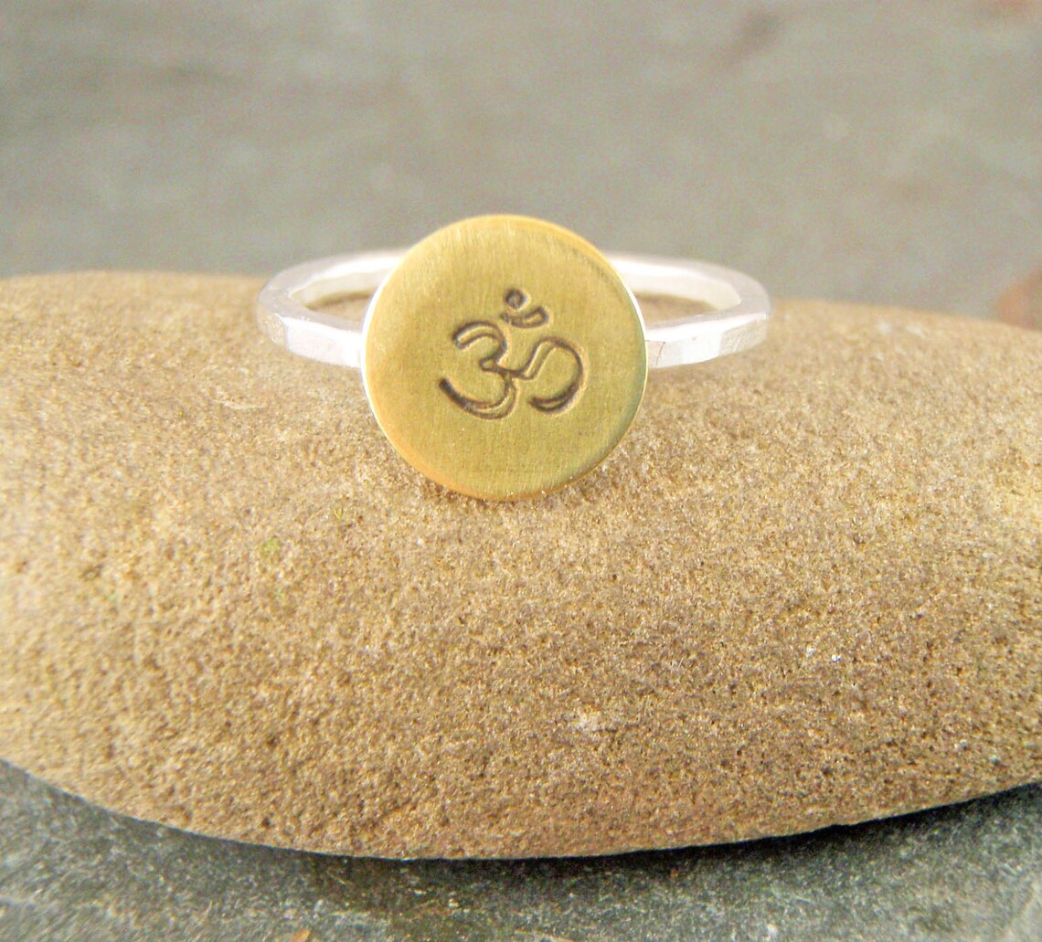 Ohm Ring in Sterling Silver and Brass - Etsy