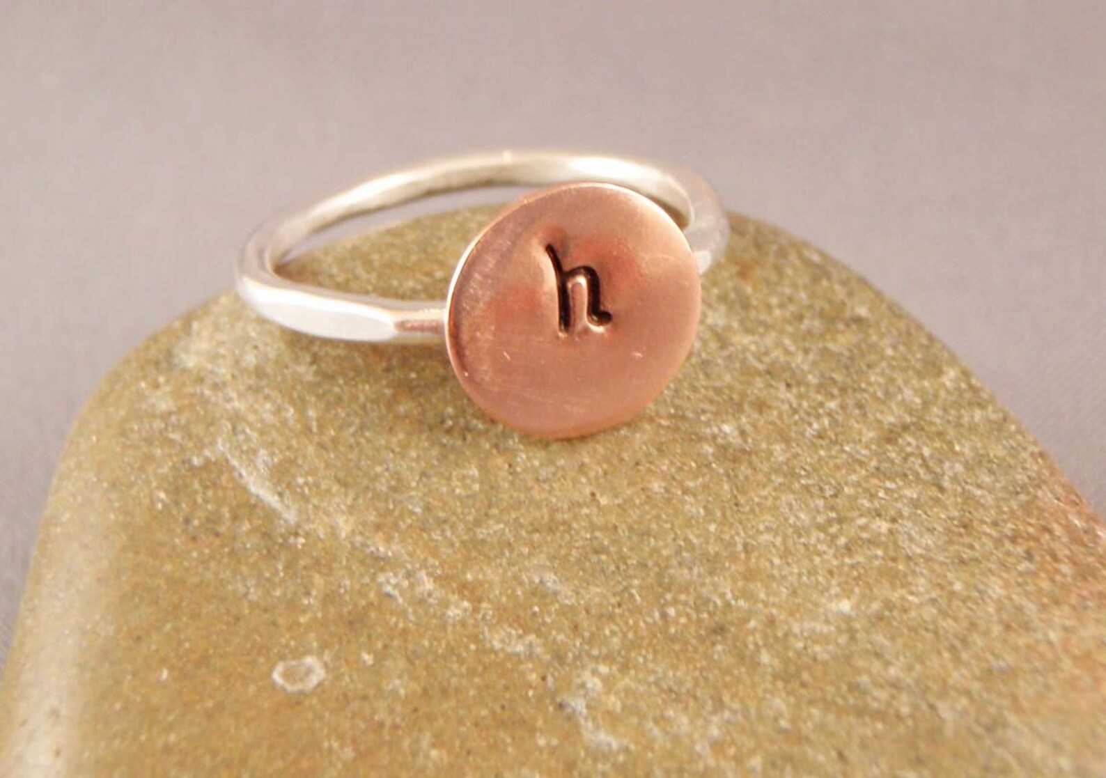 Initial Ring Personalized Ring Stamped Initial Ring in - Etsy
