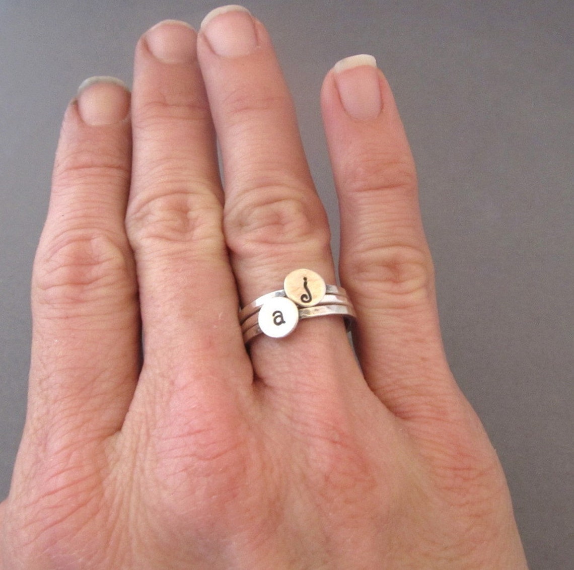 Initial Rings in Sterling Silver Stackable - Etsy