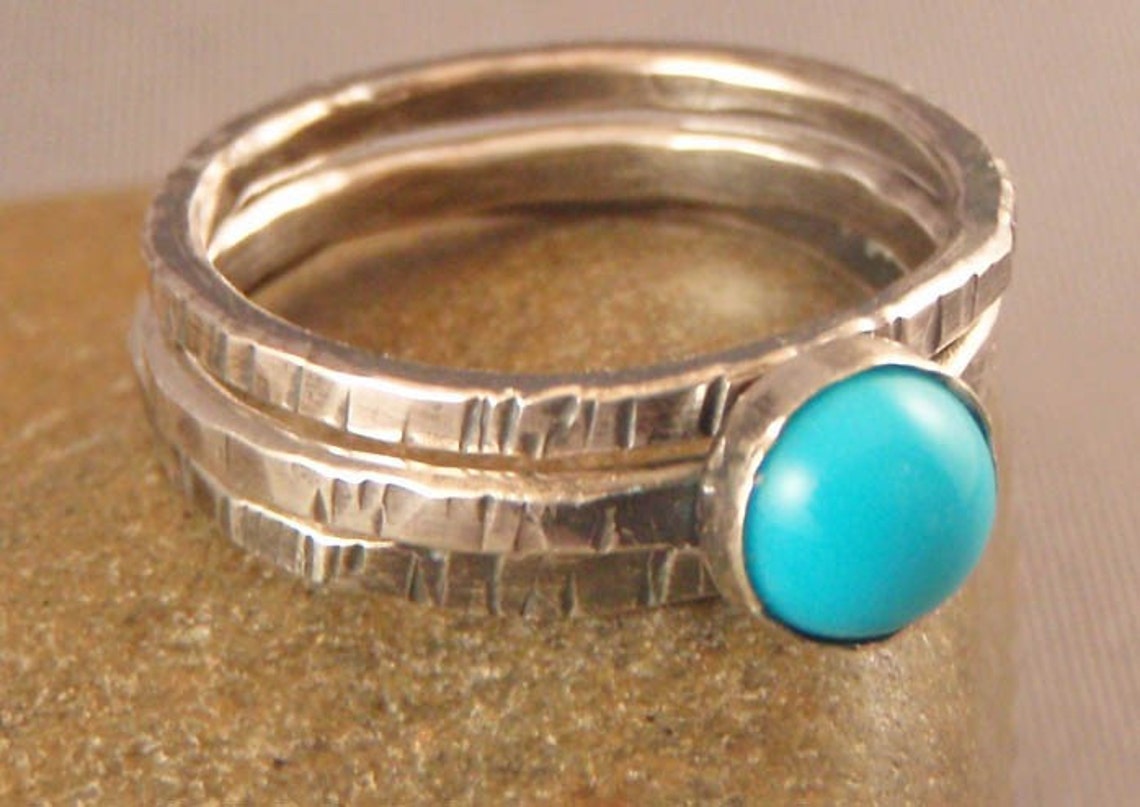 Turquoise and Sterling Silver Stacking Rings Stackable - Etsy