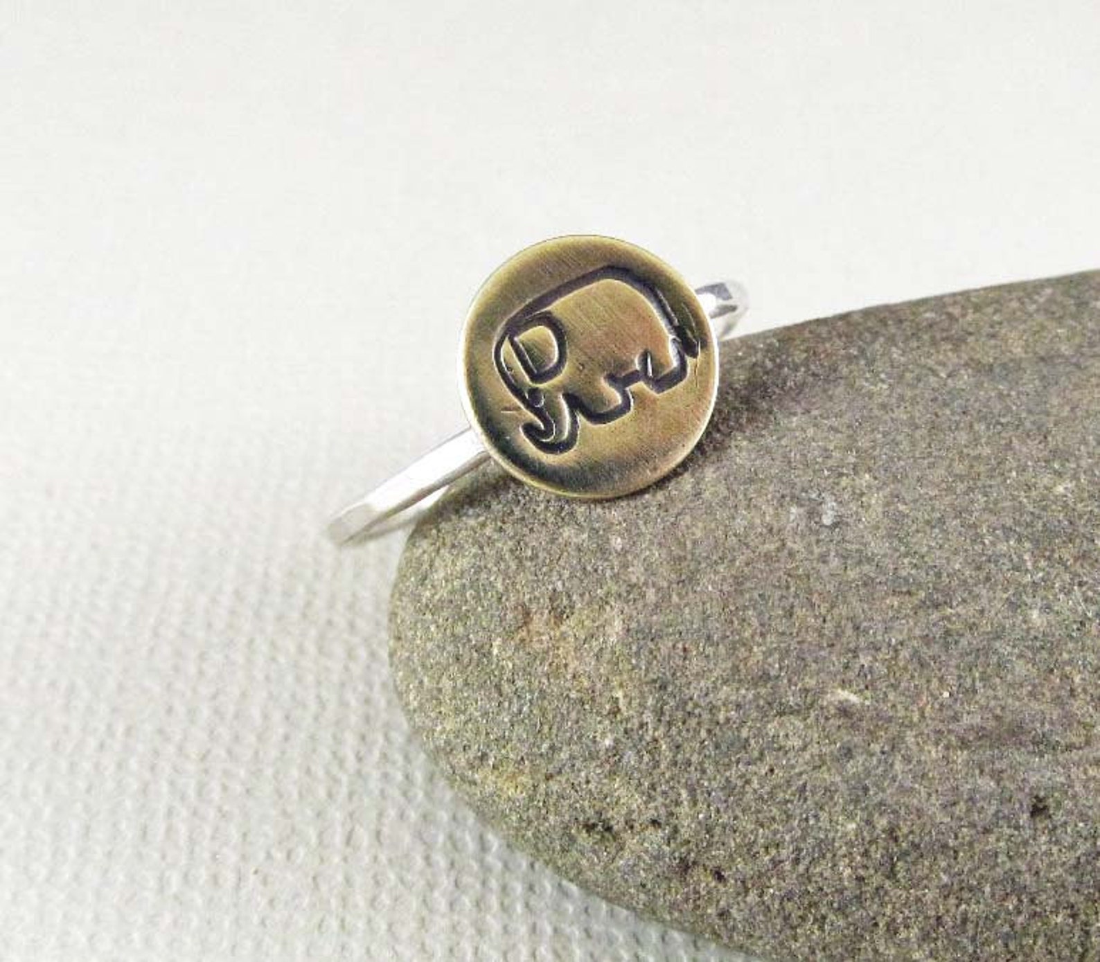 Lucky Elephant Ring in Sterling Silver and Brass, Mixed Metals ...