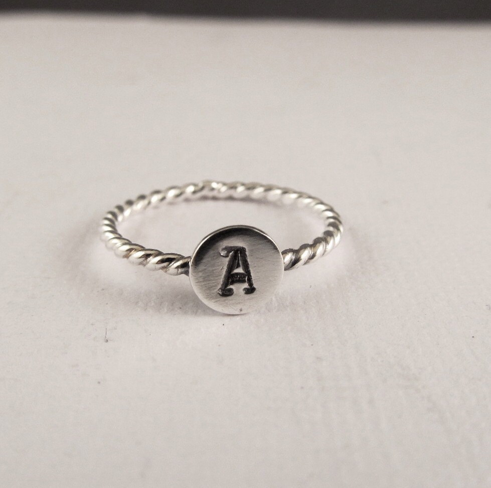 Mini Initial Stacking Ring Mothers Ring Personalized Ring - Etsy