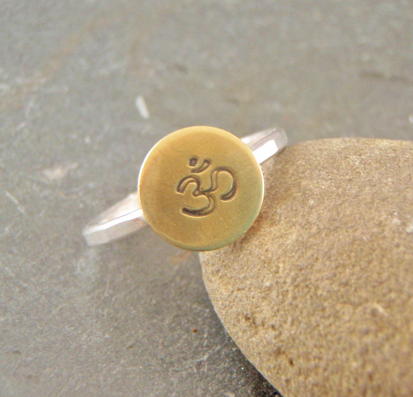Ohm Ring in Sterling Silver and Brass - Etsy