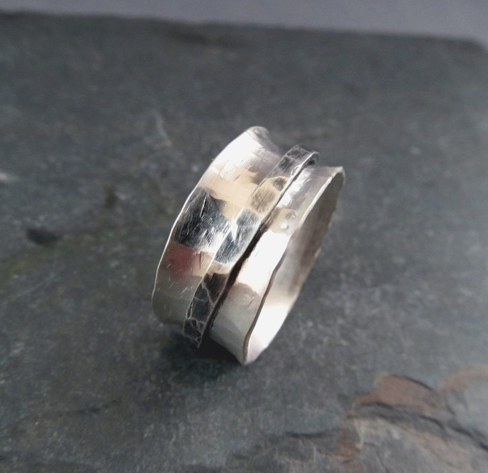 Spinner Ring in Sterling Silver Meditation Ring Rustic - Etsy
