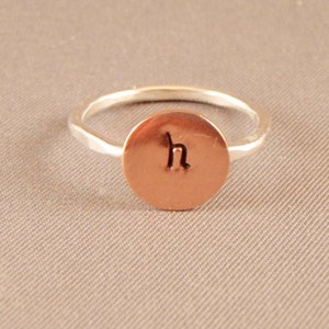 Initial Ring, Personalized Ring, Stamped Initial Ring in Copper and ...