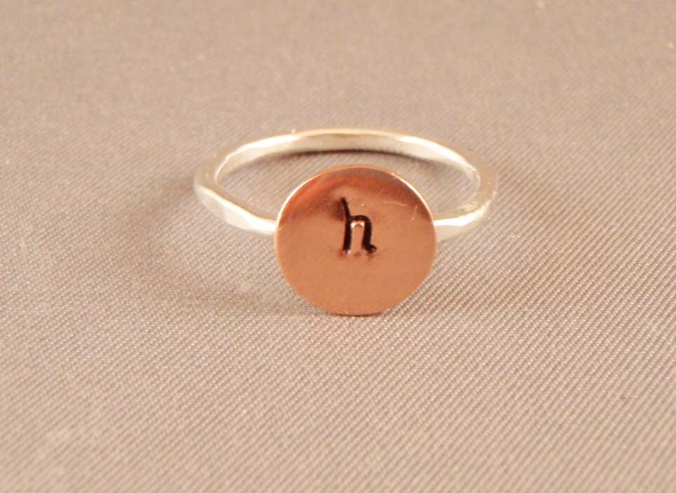 Initial Ring Personalized Ring Stamped Initial Ring in - Etsy