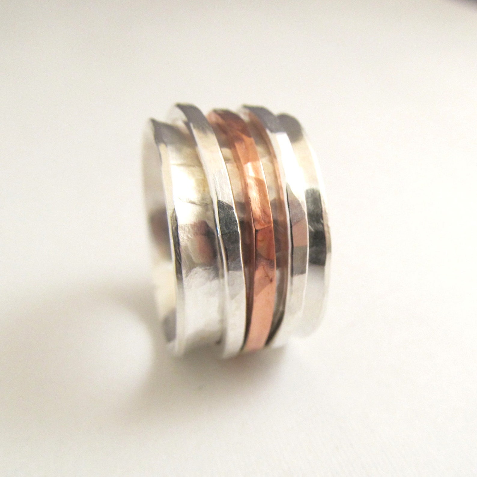 Spinner Ring in Sterling Silver and Copper - Etsy