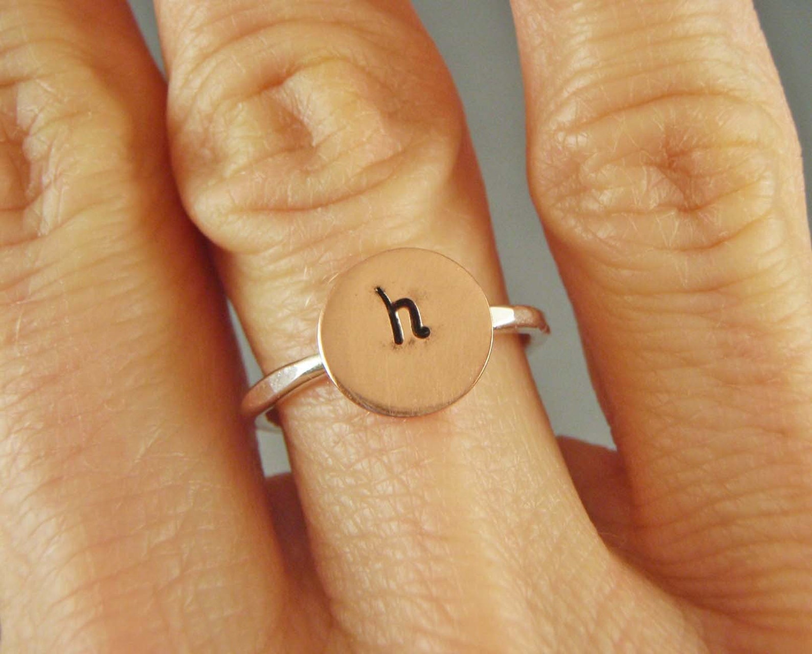 Initial Ring Personalized Ring Stamped Initial Ring in - Etsy