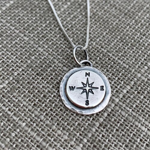 Engraved Working Compass Necklace Personalized Sterling - Etsy