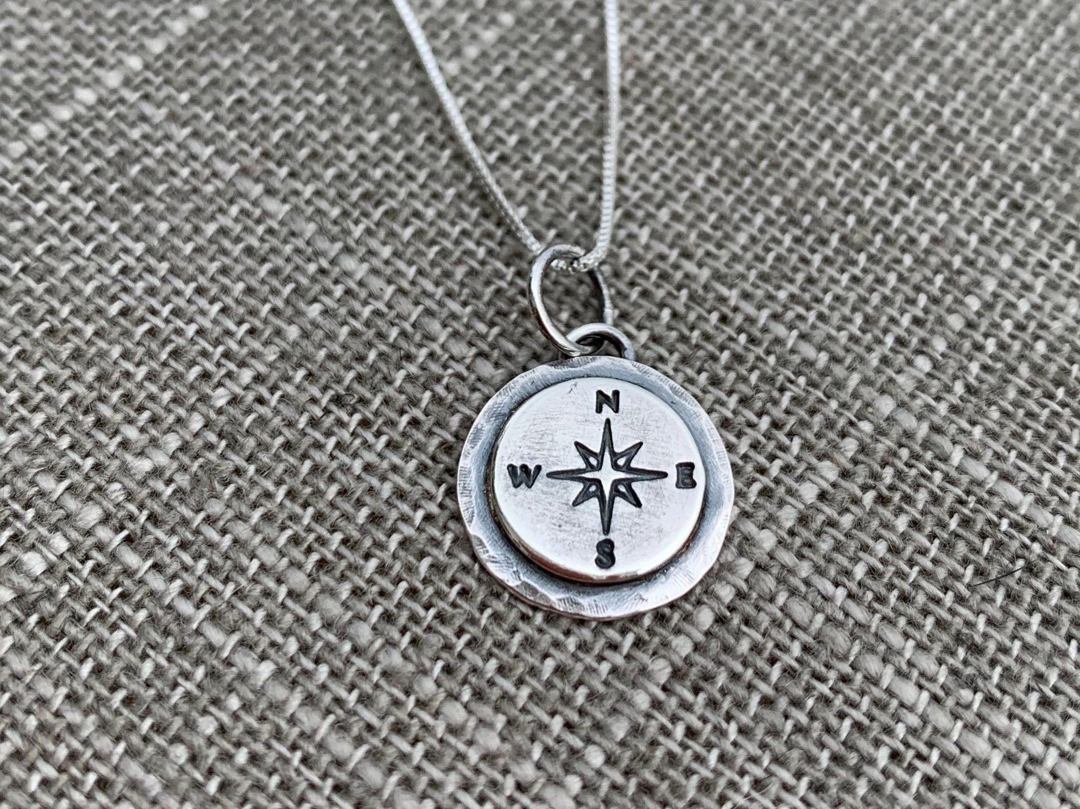Compass Necklace In Sterling Silver Etsy