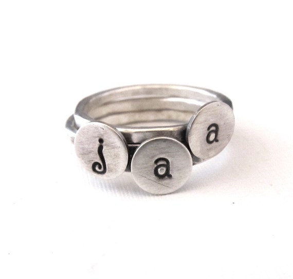 Mini Initial Stacking Rings in Sterling Silver | Etsy