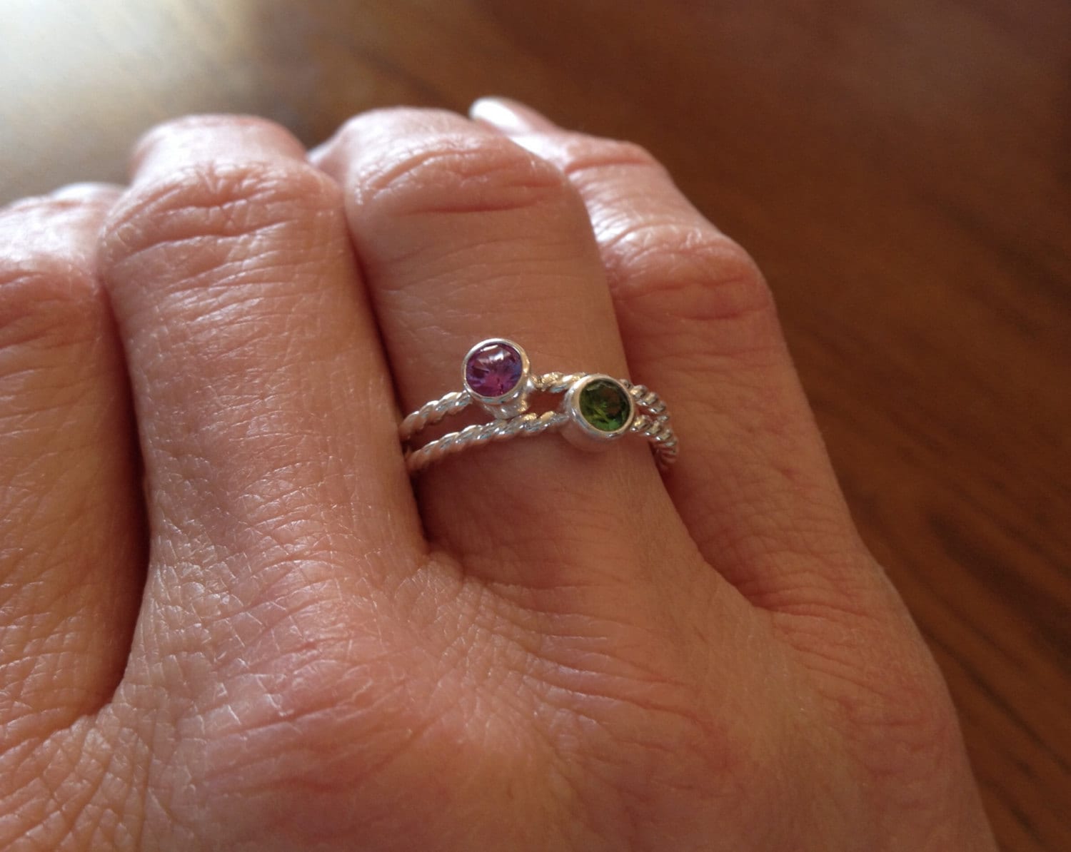 Gemstone Stacking Ring Birthstone Ring mothers Ring - Etsy