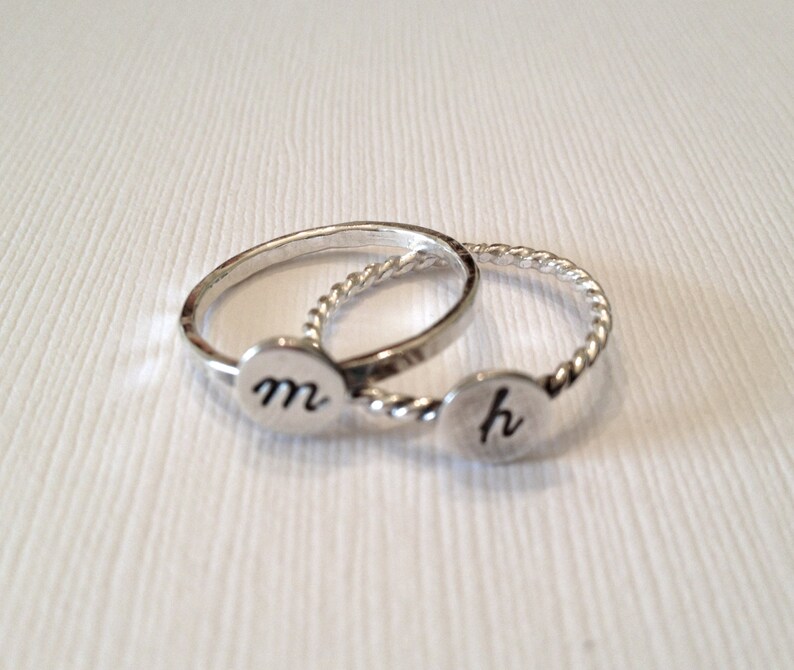 Personalized Ring Initial Ring Stacking Ring Mini Monogram - Etsy