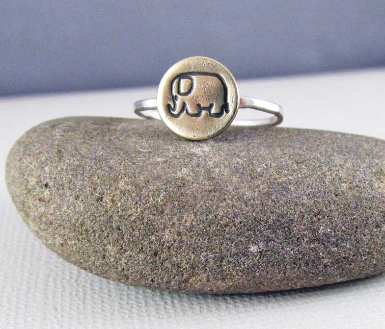 Lucky Elephant Ring in Sterling Silver and Brass, Mixed Metals ...