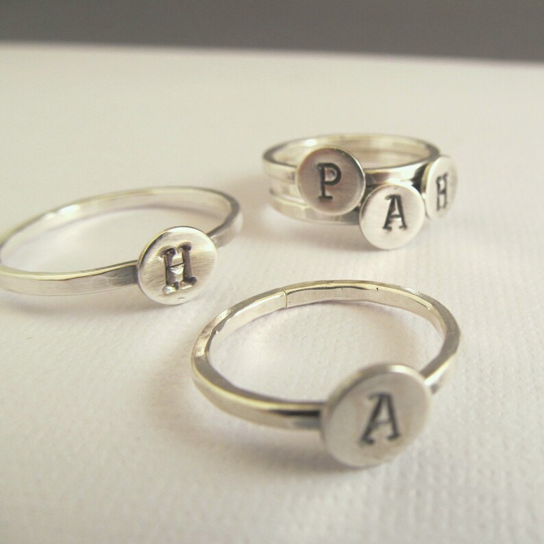 Personalized Mini Monogram Ring in Typewriter Font Stacking - Etsy