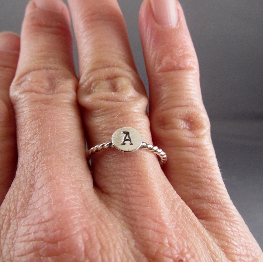 Mini Initial Stacking Ring Mothers Ring Personalized Ring - Etsy