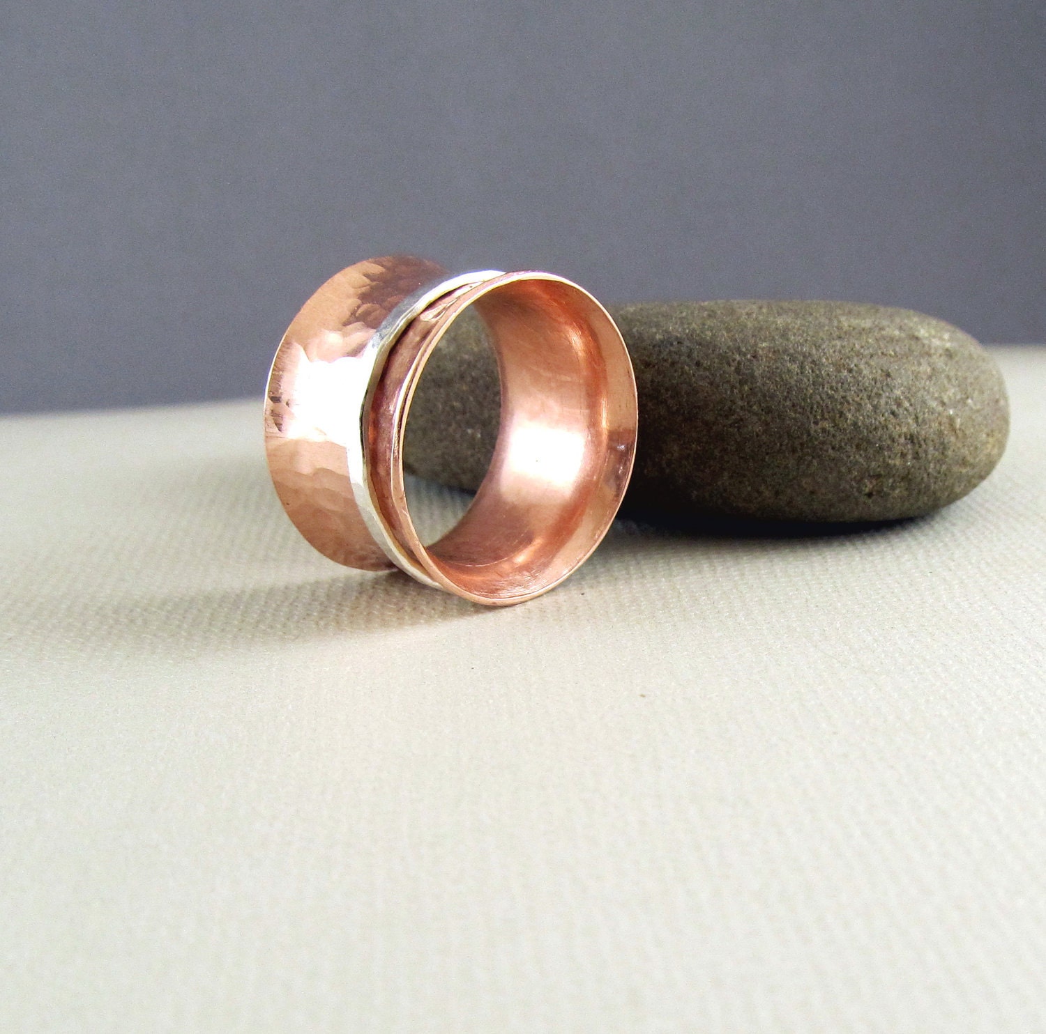 Copper Ring With Sterling Silver Spinner Spinner Ring - Etsy
