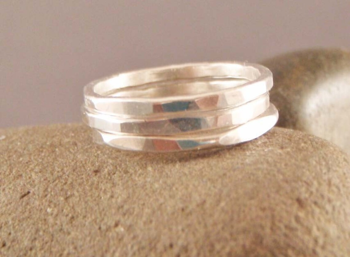 Stacking Rings, Silver Stacking Rings Set of Three, Stackable - Etsy