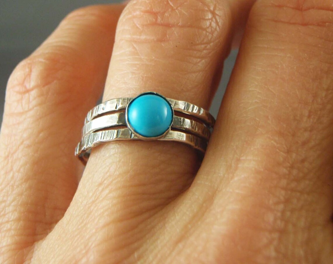 Turquoise and Sterling Silver Stacking Rings Stackable - Etsy