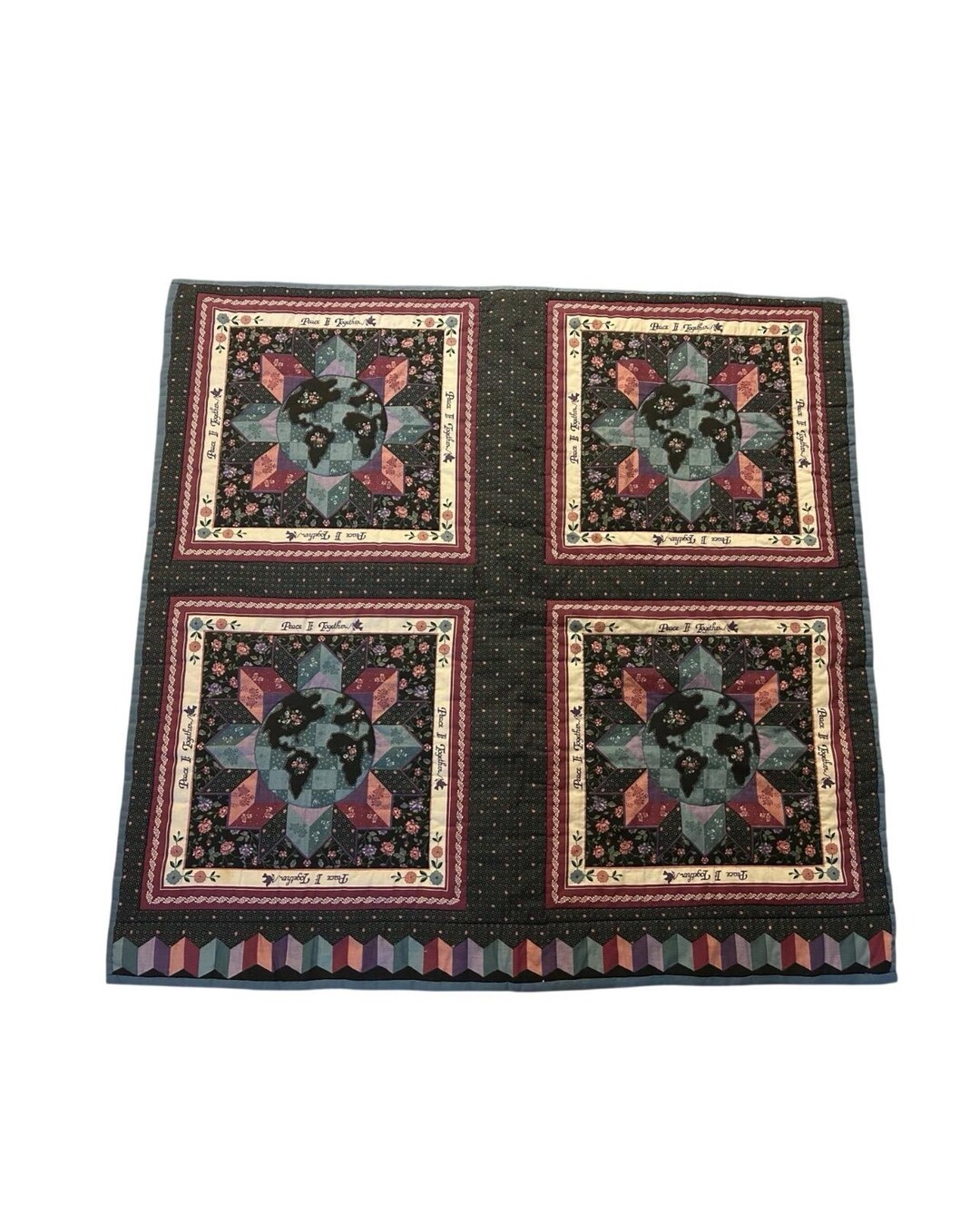 PEACE IT TOGETHER Vintage Quilted Wall Hanging : 1980’s Ditsy Floral ...