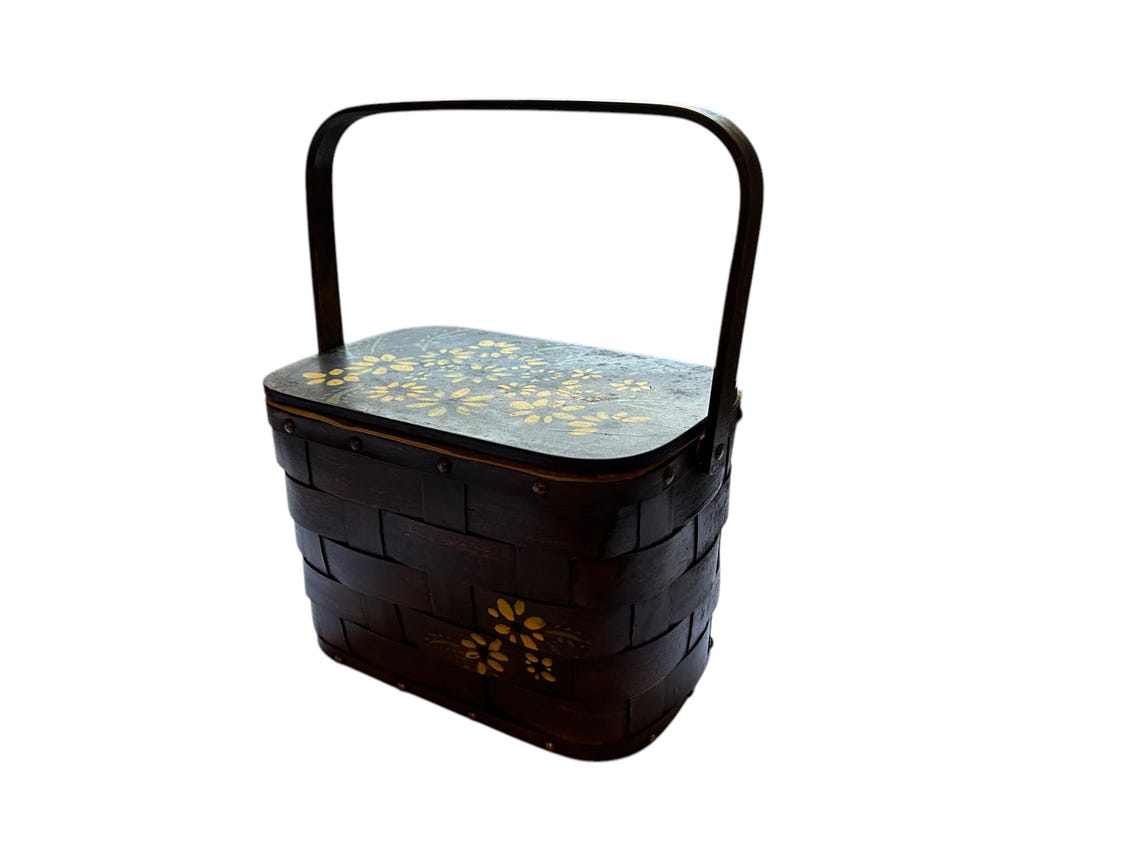 Vintage Wicker Box Purse // Yellow Floral Daisy Handbag Signed 1973 - Etsy