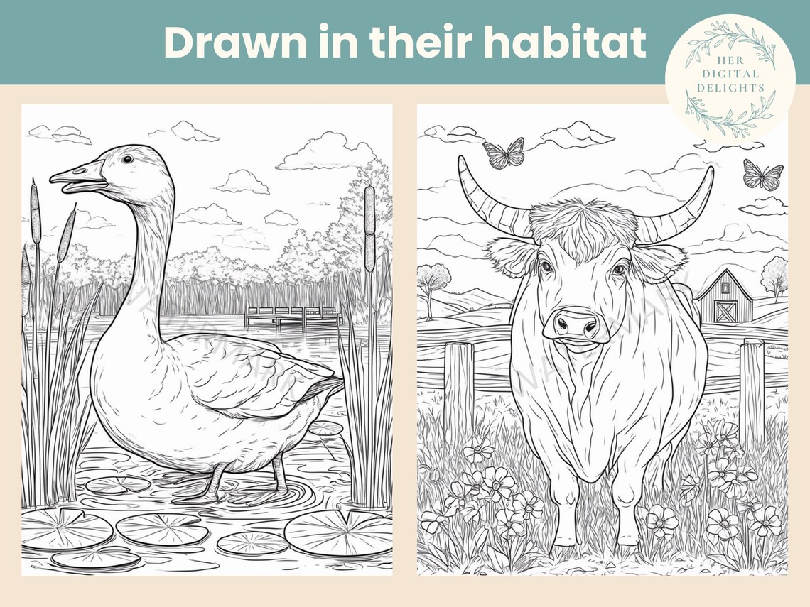 Printable Farm Animals Coloring Pages With Guinea Pig Dog Horse Cow ...