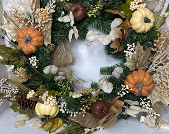 Pumpkin Wreath Pumpkin Twine Wreath Fall Free Shipping - Etsy