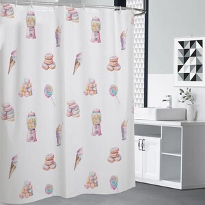 Watercolor Candy Land Shower Curtain, Girl, Teen, Dorm Bathroom Decor ...