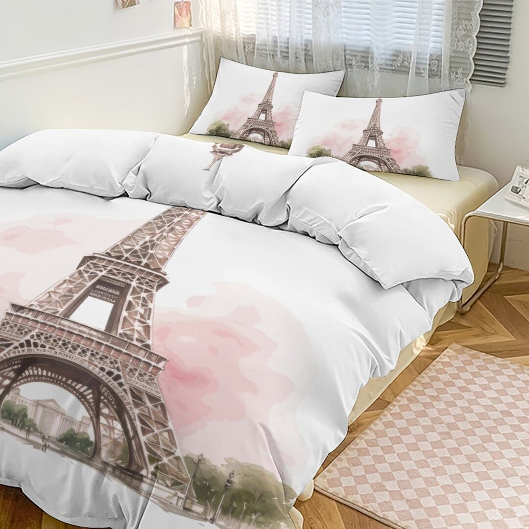 Watercolor Paris Eiffel Tower 3-piece Bedding Set-8670twin Reversible ...