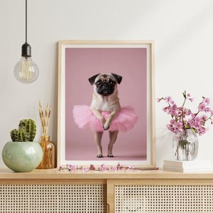 Cute Ballet Pug in Pink Tutu Photo — Funny Dog Wall Art Printable, Home ...