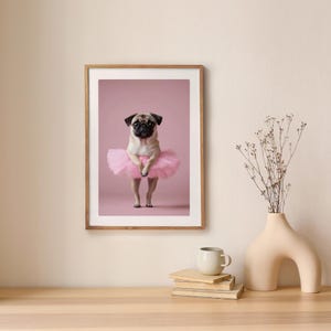 Cute Ballet Pug in Pink Tutu Photo — Funny Dog Wall Art Printable, Home ...
