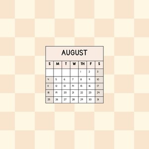 Trendy Checkered Desktop Wallpaper Neutral Beige With Calendar - Etsy