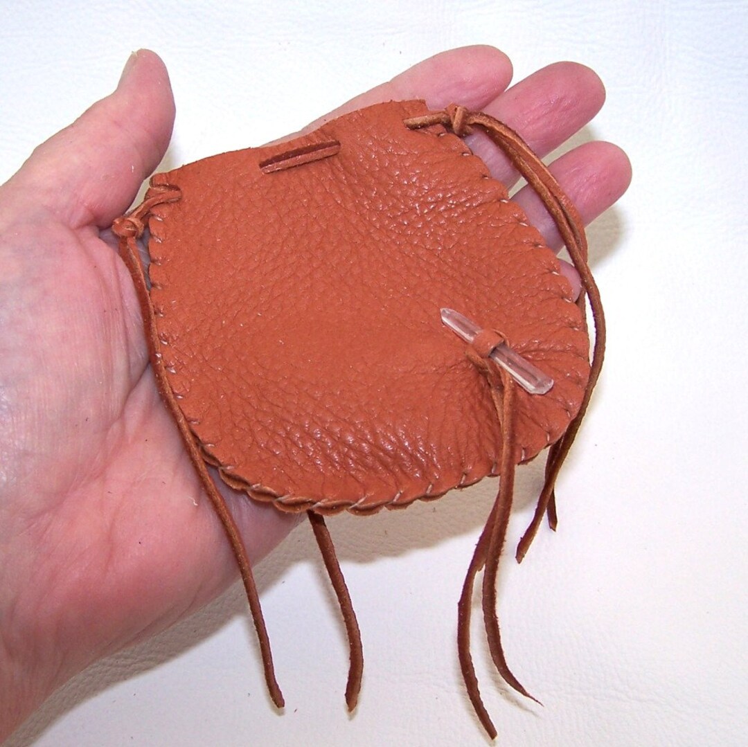 Leather Medicine Hand Pouch ..rust...smooth..xl Large - Etsy