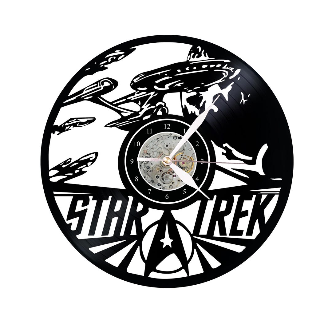 Star Trek Vinyl Wall Clock Science Fiction Lover Gift Spacecraft Wall ...