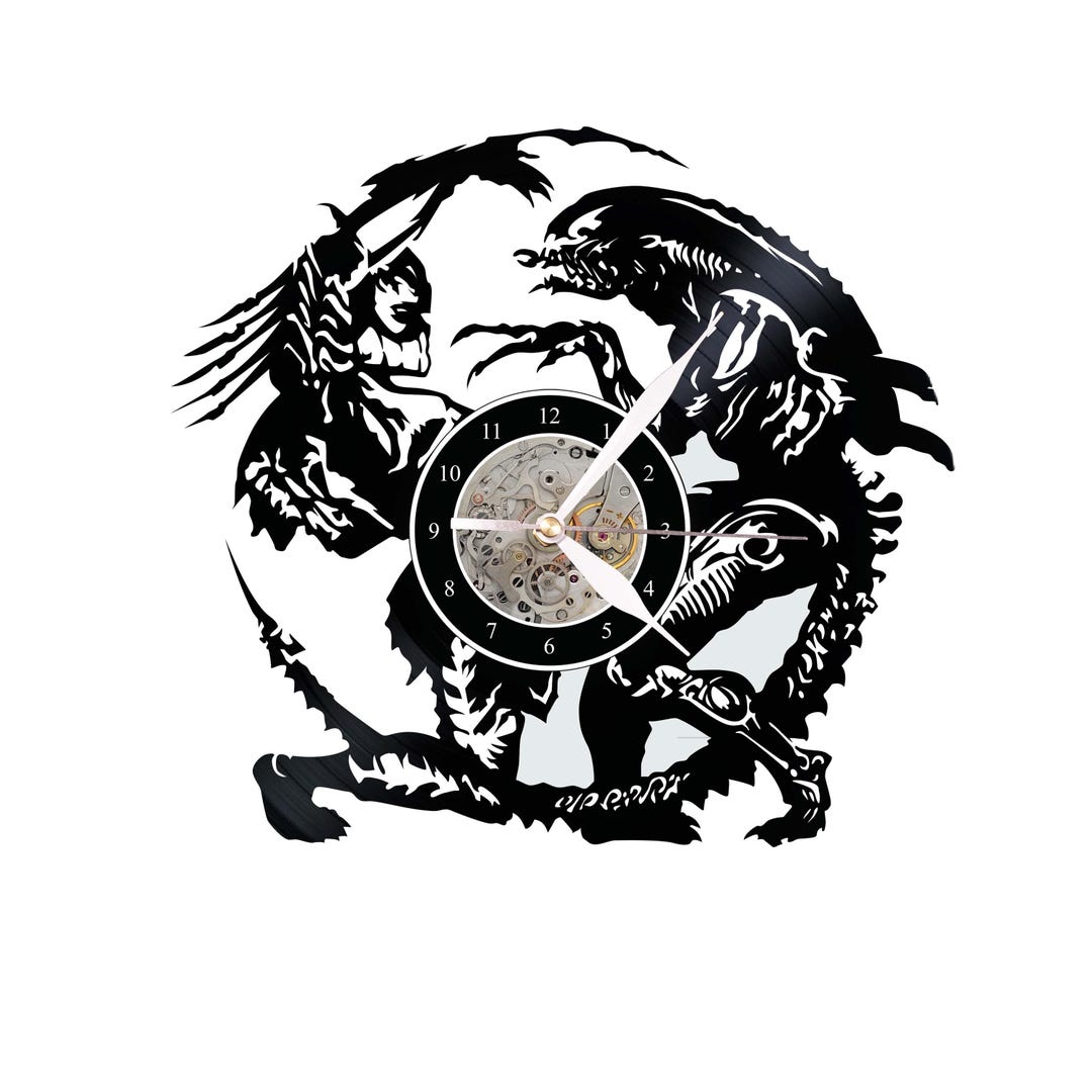 Alien Vs Predator Vinyl Wall Clock Science Fiction Gift Idea Alien Gift ...