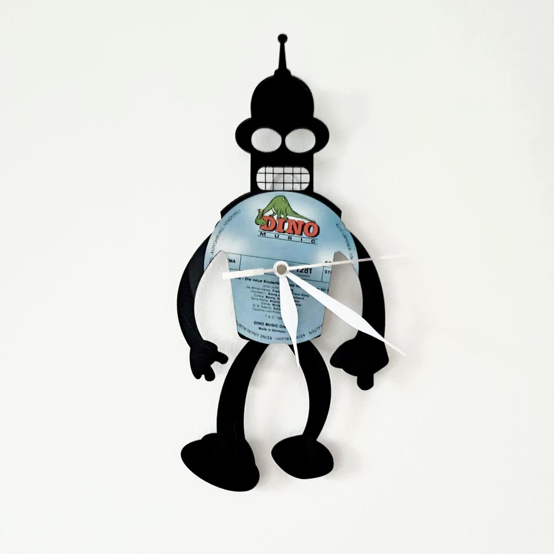 Bender Futurama Vinyl Wall Clock Antihero Robot Mafia Decor Reckless ...