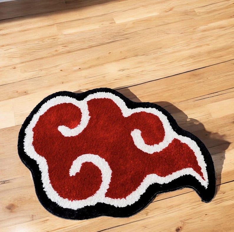 Tufted Anime Red Cloud Rug, Japanese Handmade Bedroom Decor, Trendy Y2K ...