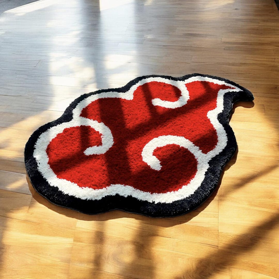 Tufted Anime Red Cloud Rug, Japanese Handmade Bedroom Decor, Trendy Y2K ...