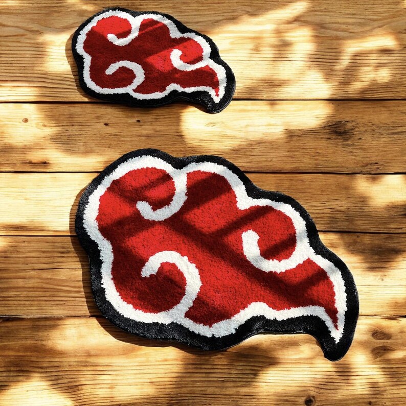 Tufted Anime Red Cloud Rug, Japanese Handmade Bedroom Decor, Trendy Y2K ...